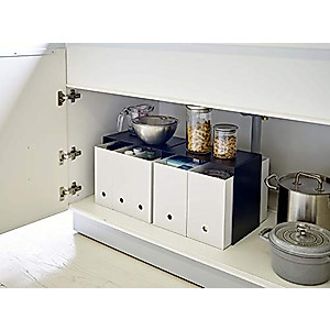 Yamazaki Home Cabinet Storage Organizer | Set of 2 | Kitchen Pantry | Steel | Riser, One Size, Black