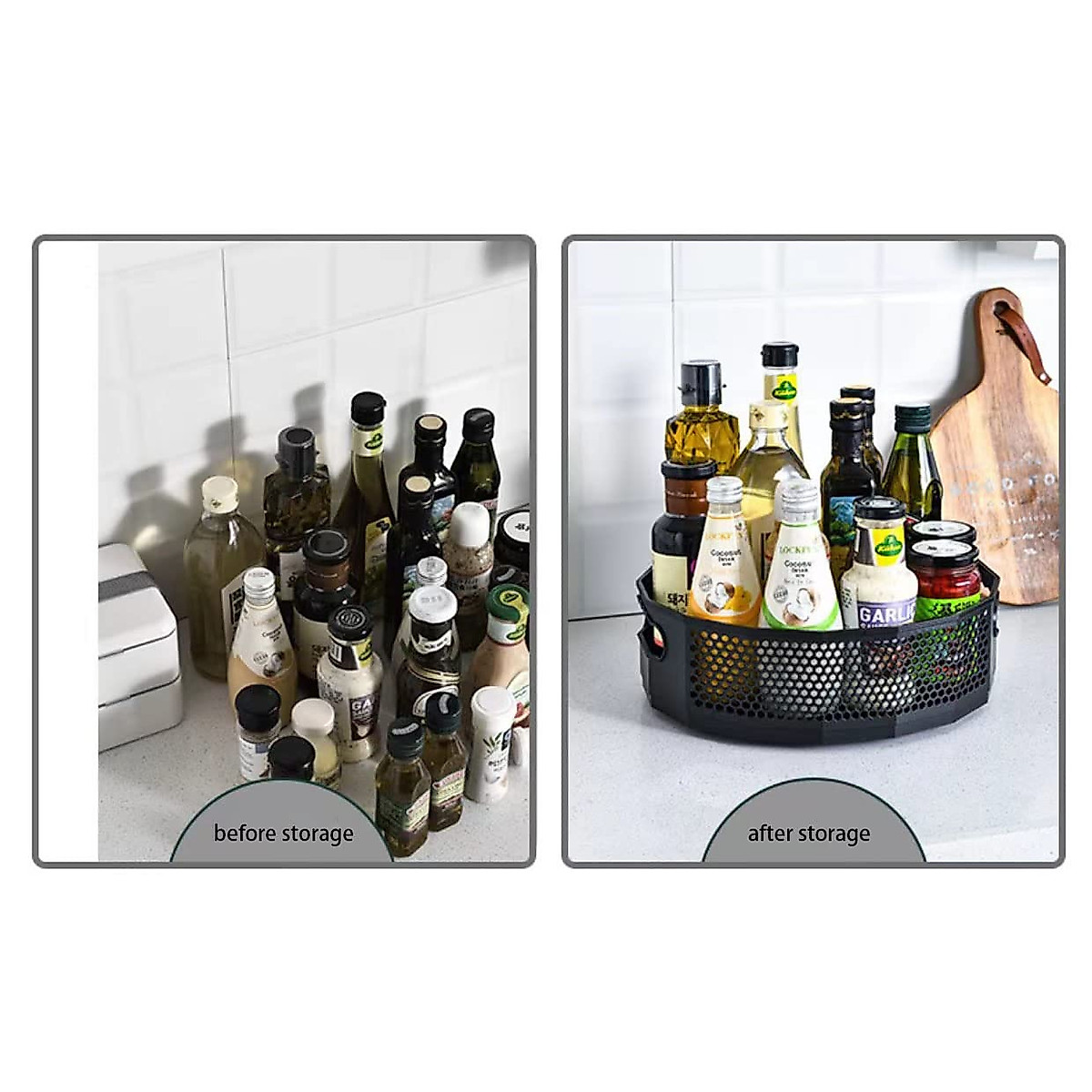 Plastic Turntable Cabinet Organizer, 12" Inch Spice Rack Turntable with 360º Rotation for Cabinets, Refrigerator, Pantry, Office, Bathroom, Etc. (Green)