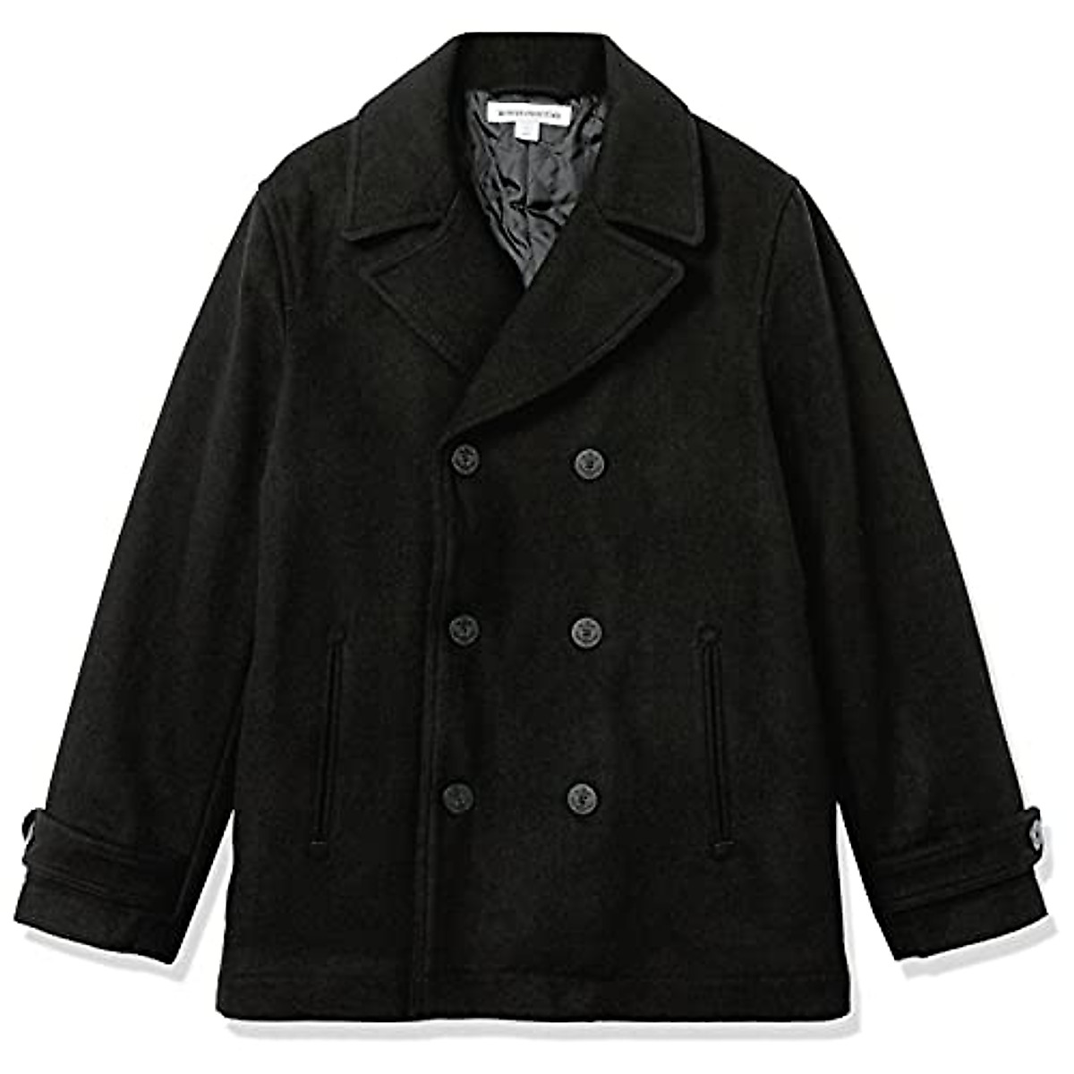 Amazon Essentials Men's Double-Breasted Heavyweight Wool Blend Peacoat, Black, XX-Large