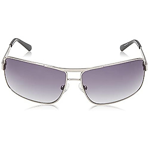 GUESS mens Wrapped Navigator Pilot Sunglasses Sunglasses, Shiny Gunmetal, 68mm US