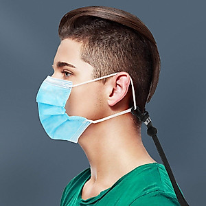 SHINKODA Adjustable Mask Lanyard Extra Long Face Mask Neck Strap Hanger/Holder, Elastic Rope with Double Clips & Snap Button, Great for Kids & Adults, Value Pack of 5, Black