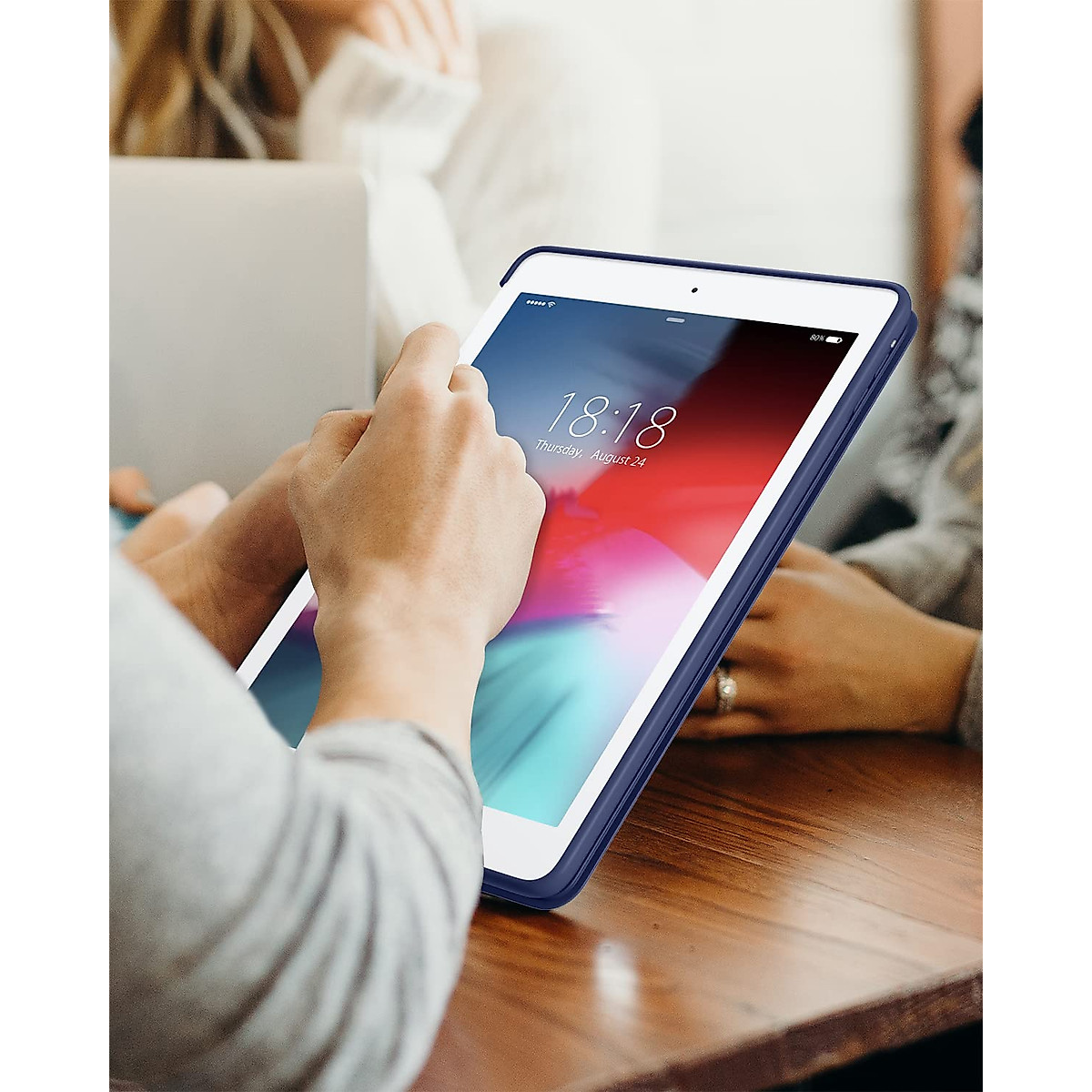 DTTO for iPad Air 1st Edition Case, (NOT for iPad Air 2 and Air 3) Ultra Slim Lightweight Smart Trifold Stand with Flexible Soft TPU Back Cover [Auto Sleep/Wake], Navy Blue