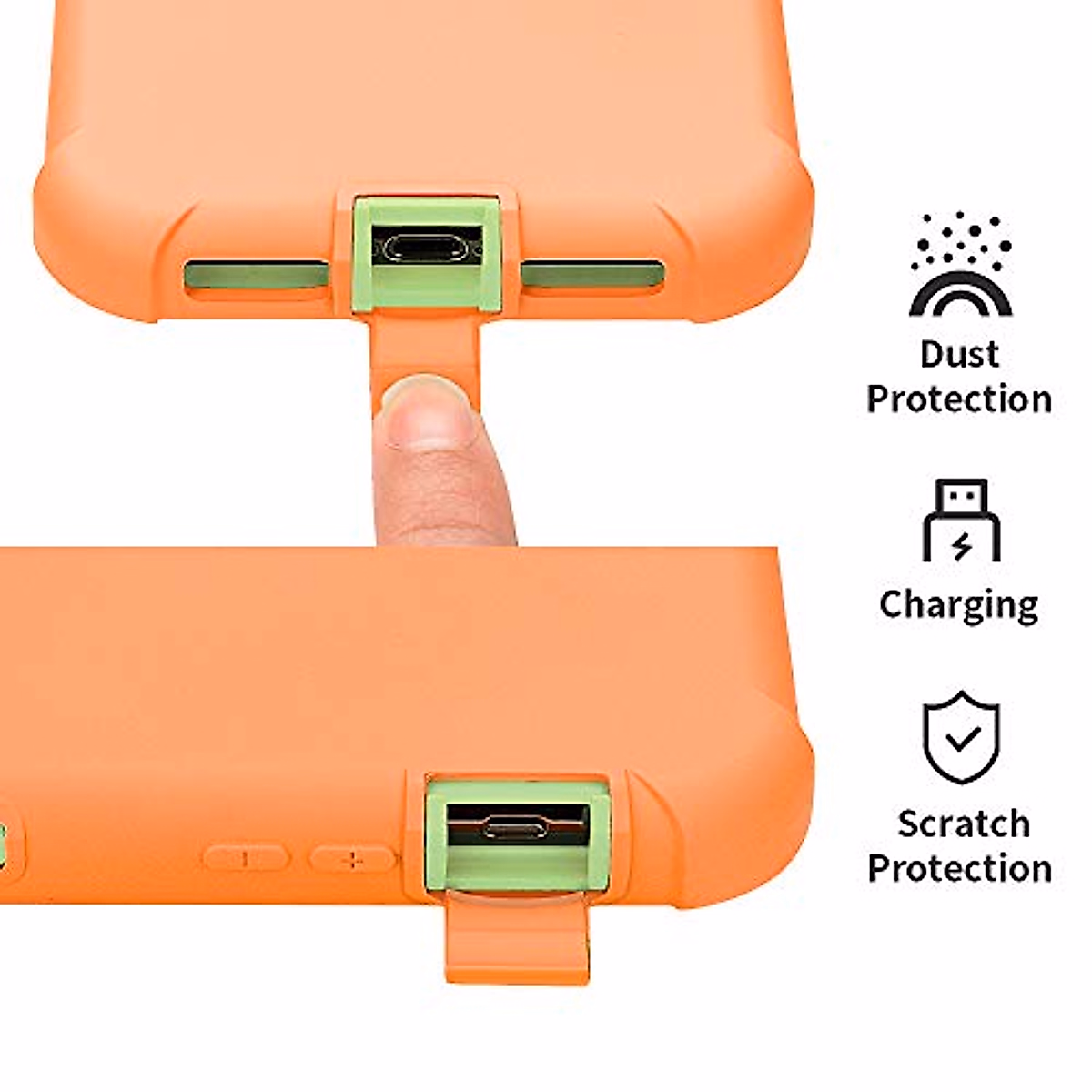 Sansunto for iPhone 11 Case Orange, Silicone Durable Protective Case,Heavy Duty Shockproof Full Body Case 3in1 Hard PC Bumper and Back Cover for iPhone 11 6.1 inch (Orange/Matcha Green)