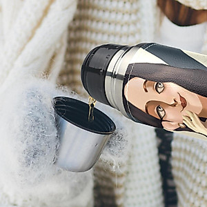 Stainless Steel Leather Vacuum Insulated Mug Girl Thermos Water Bottle for Hot and Cold Drinks Kids Adults 16 Oz