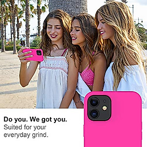 DEENAKIN iPhone 12 Case,iPhone 12 Pro Case with Screen Protector,Soft Flexible Silicone Gel Rubber Bumper Cover,Slim Fit Shockproof Protective Phone Case for iPhone 12 Pro 6.1" Hot Pink
