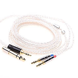 GAGACOCC 1.2Meter (4FT) 2X 3.5mm 8 Cores 5N Crystal Silver Plated Headphones Upgrade Cable for Hifiman Ananda Arya HE1000se HE4XX HE400SE Denon AH-D9200 AH-D7200 AH-D7100