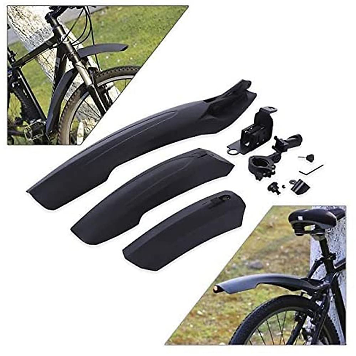 Jadeshay Bike Mudguard Set, Durable PP Plastic Front Rear Bicycle Fenders for Outdoor Cycling, Easy Install, Universal Fit Mud Guards for Effective Protection Against Mud and Splashes