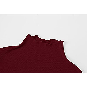 Turtleneck Long Sleeve for Women Work Lettuce Trim Y2k Clothing Under Scrub Shirts Red Small