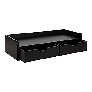 Kate and Laurel Kitt Modern Floating Shelf with Drawers, 28 x 12 x 6.5 inches, Black, Chic Floating Storage Console Table or Desk for Wall