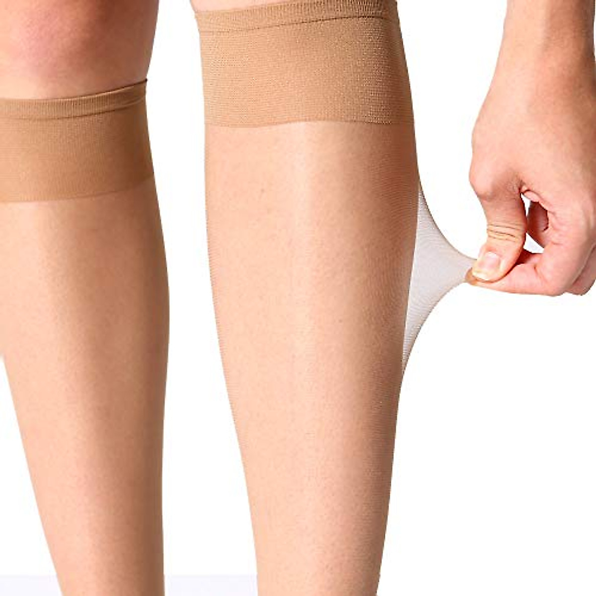 MANZI 12 Pairs Lady's Sheer Knee High Stockings (12 Pairs Natural)