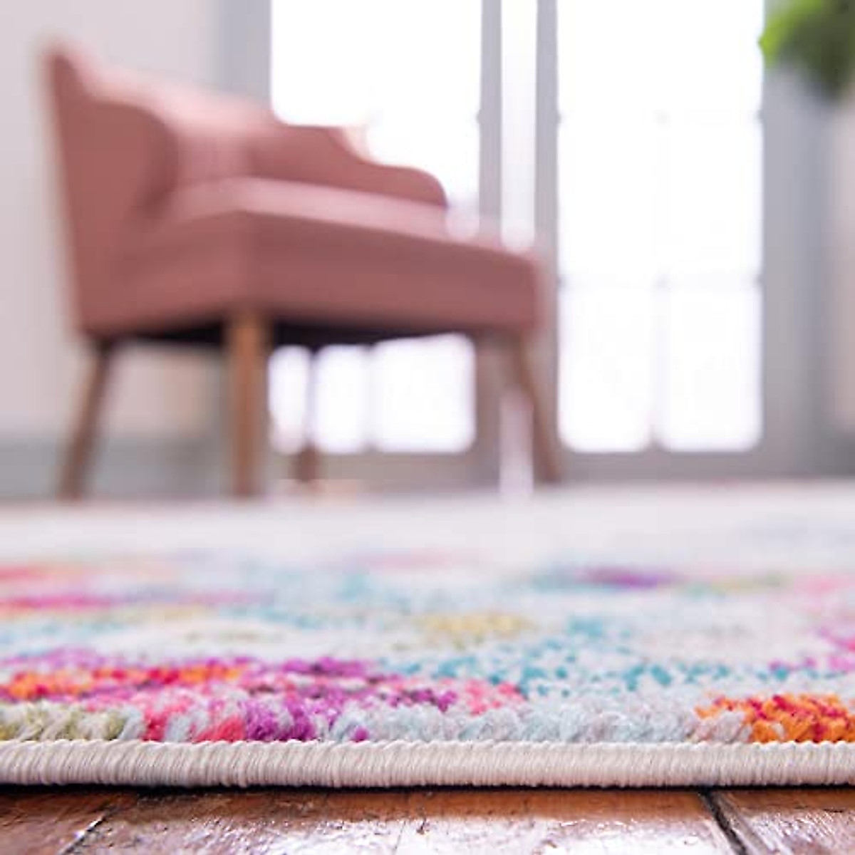 Rugs.com Theia Collection Rug – 2' 7 x 12' Runner Multi Medium Rug Perfect for Hallways, Entryways