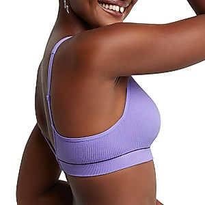 Hanes Women's Originals Contour Wireless, Seamless Rib Bralette, ComfortFlex Fit, Lively Lavender, X Large