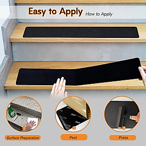 S&X Stair Treads Non-Slip Outdoor Grip Tape, 12-Pack, 6” x 30” Pre-Cut Anti Slip Tape, Black