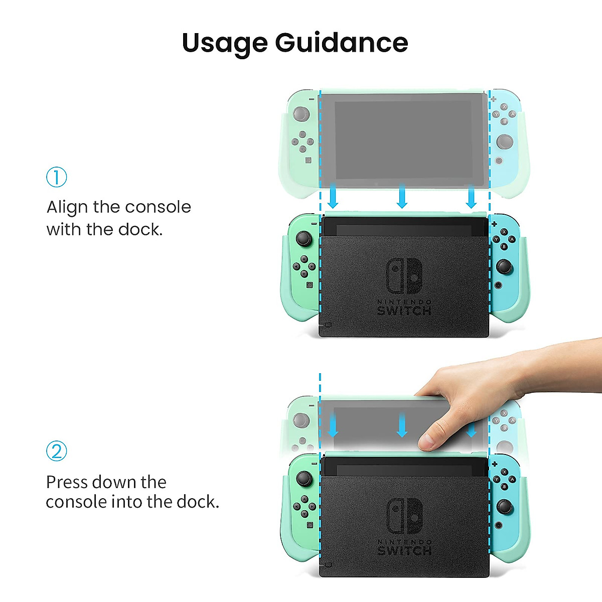 tomtoc Protective Case for Nintendo Switch, TPU Dockable Grip Case with 2 Game Cards Slots, Shock-Absorption and Anti-Scratch Split Cover