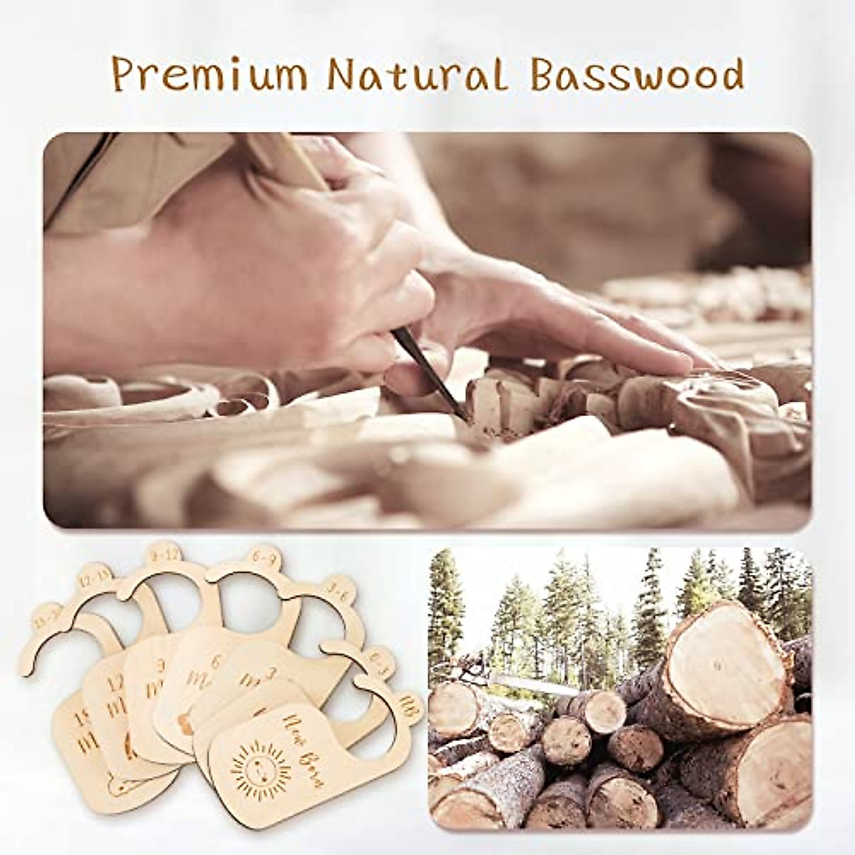 Baby Closet Dividers,Baby Clothes Dividers for Closet from Newborn to 24 Months,7 Premium Wooden Nursery Hanger Organizers Decor to Make a Tidy&Well Infant Closet