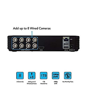 Night Owl CCTV Video Home Security Camera System with 4 Wired 1080p HD Indoor/Outdoor Cameras with Night Vision (Expandable up to a Total of 8 Wired Cameras), and 1 TB Hard Drive