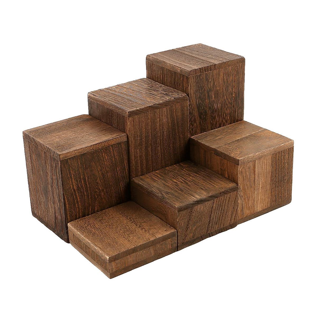 MOOCA Wooden 6 Pcs Square Risers for Display Jewelry and Accessories Display Stand Wooden Risers For Jewelry Figurine, Brown