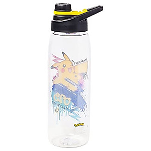 Silver Buffalo Pokémon Skate Graffiti Electrifying Pikachu Tritan Water Bottle, Screw Top Lid, 28 Ounces