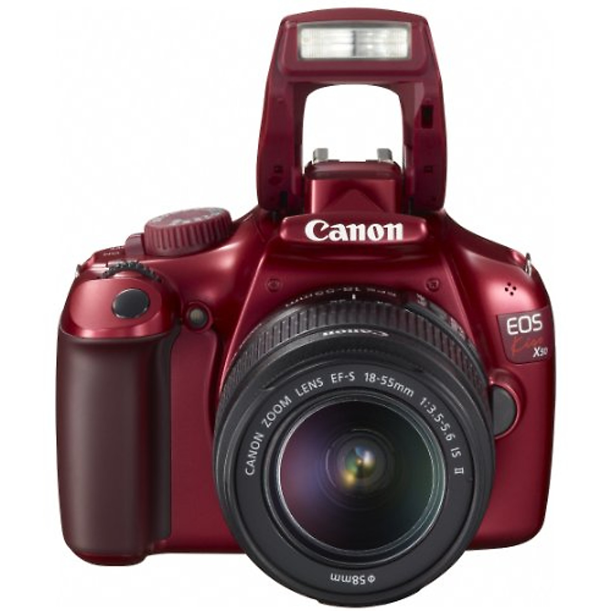 Canon Digital SLR Camera EOS Kiss X50 with EF-S18-55mm IS II Lens Kit (Red) - International Version (No Warranty)