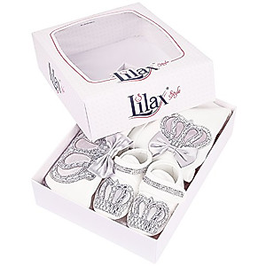 Lilax Baby Boy Jewels Crown Layette 4 Piece Gift Set 3-6 Months Gray
