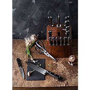 Cangshan TV2 Series 1023053 Swedish 14C28N Steel Forged 17-Piece Knife Block Set, Acacia