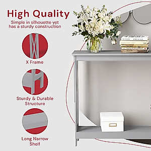 Safdie & Co. - Gray Console Table, 2-Layer Entryway Table, Console Tables for Entryway, Use As Doorway Table, Sofa Table, or Accent Furniture for Decorating Foyer, 12 x 31.5 x 39.5 Inches