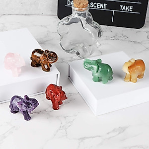 Artistone 2 Inch Yellow Tiger Eye Crystal Elephant Hand Carved Natural Stone Processed Crystal Gem Elephant Statue Animal Collectibles Home Decor Desk Accessories with Gift Box