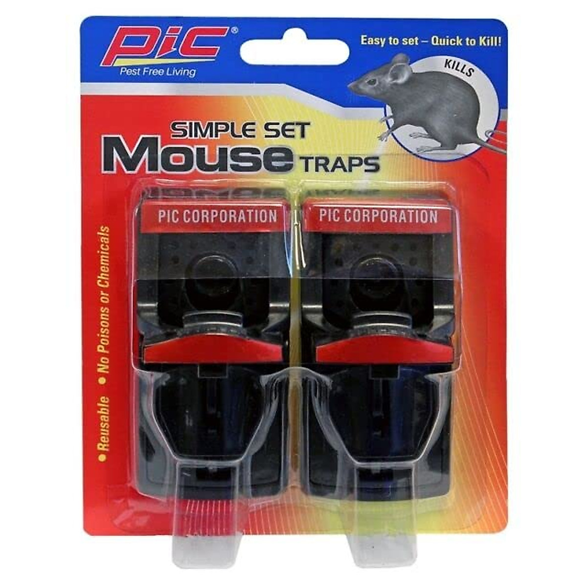 Pic PMT2 Plastic Mouse Trap, 2-Pack