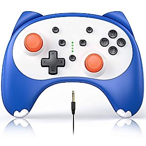 VIVEFOX Switch Lite Controller, Wireless Pro Controller for Switch Switch Lite Cartoon Kitten Switch Gamepad Supports Wake-up, Turbo, Gyro Axis, Dual Shock and Audio Jack Mabel
