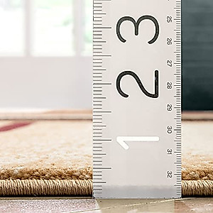 Well Woven Deco Rings Ivory Geometric Modern Casual Area Rug (5'3" x 7'3") Easy to Clean Stain Fade Resistant Shed Free Abstract Contemporary Color Block Boxes Lines Soft Living Dining Room Rug