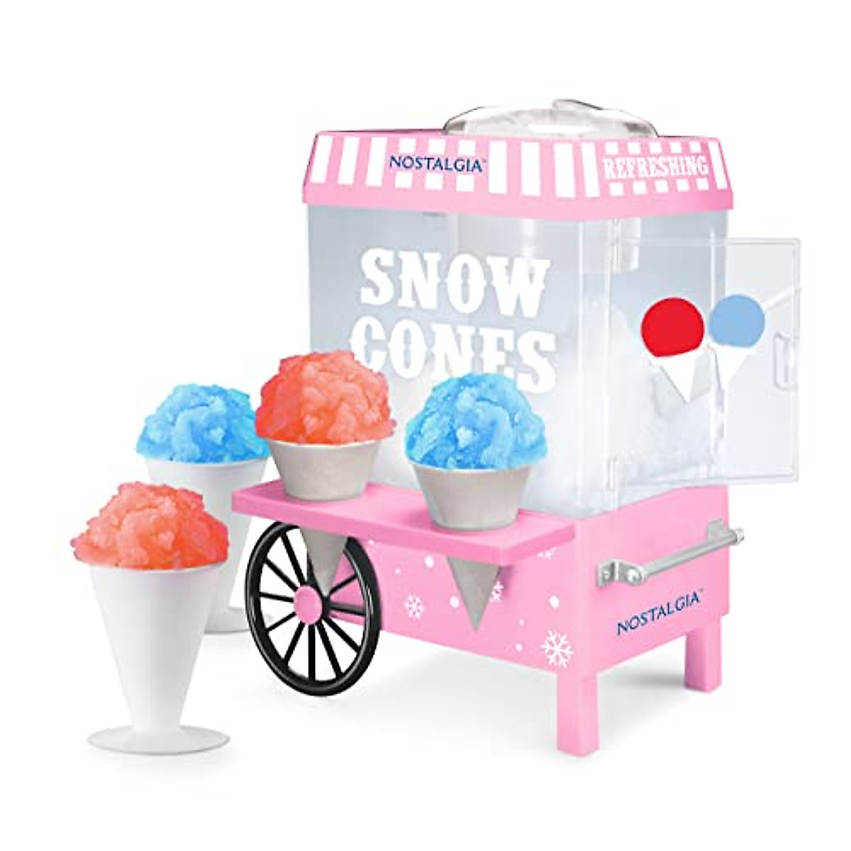 Nostalgia Vintage Countertop Snow Cone Maker Makes 20 ICY Treats Includes 2 Reusable Plastic Cups & Ice Scoop