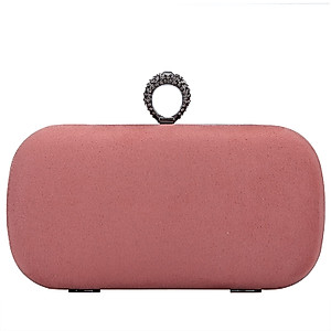 Fawziya Evening Purses Rhinestone Ring Handle Velvet Clutch Bags For Women Clutches-Cocoa Brown