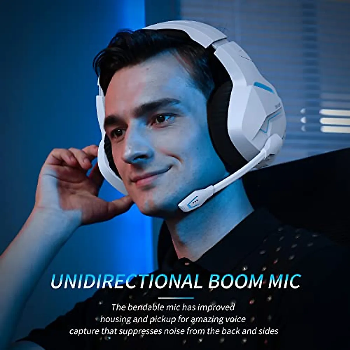 BINNUNE Wireless Gaming Headset with Noise Cancelling Microphone for PC PS4 PS5 Playstation 4 5, 2.4G Wireless Bluetooth USB Gamer Headphones with Mic for Laptop Computer