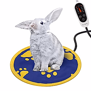 PUPPY LOVE Pet Heating Pad, Waterproof Dog Heating Pad Mat for Cat with 5 Level Timer and Temperature, Pet Heated Warming Pad with Durable Anti-Bite Tube Indoor for Dog Cat (12" Round)