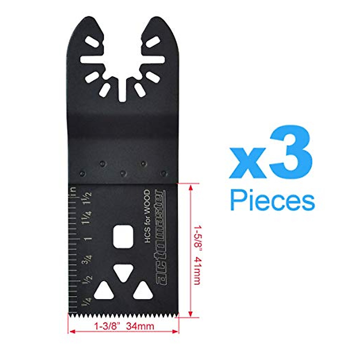 ACTOMASTER HCS Plunge Flush Cutting Blade Set for Oscillating Tool Multitool, Pack of 9