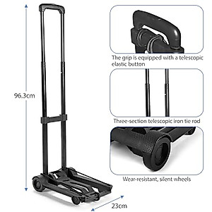 Generic Folding Luggage Cart 2 Wheels Folding Hand Truck Collapsible Dolly for Moving Shopping