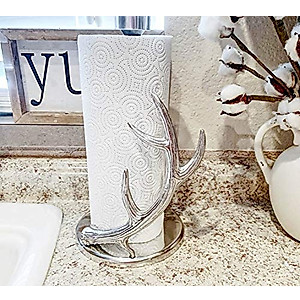 Arthur Court Designs Counter Top Decorative Deer Antler Paper Towel Holder - Aluminum Metal Countertop 18 inch Standing Tall