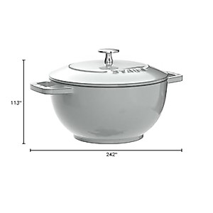 Staub Wa-NABE 40501-006 Gray M 7.1 inches (18 cm) Two-Handed Cast Iron Pot, Cooking, 2 Pieces, Induction Compatible