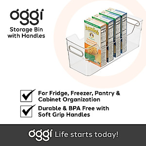 Oggi Cabinet/Drawer High Wall Storage Bin - 14" x 5", Clear/Gray, Ideal for Kitchen Organization, Pantry Storage, Fridge Organizing - Set of 6