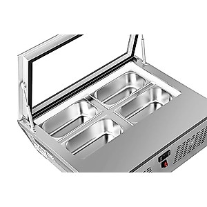 KoolMore KM-CGD-8HP 31 in. Countertop Ice Cream Display case with 4 Pans and Glass Sneeze Guard in Stainless-Steel