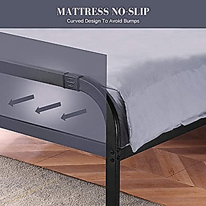 TATAGO 14 Inch Queen Bed Frame with 40 Inch Matte Curved Design Headboard and Footboard, Heavy Duty Metal Platform Mattress Foundation, 3500lbs Extra-Strong Support, No Noise