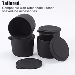 4pcs Ice Block Stencil, Reusable Silicone Ice Template with Lid Ice Shaver Template Ice Stencil Replacement for Kitchenaid Ice Shaver Machine Accessories for Shaved Ice Making (Black)