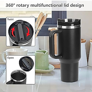 PureElement 40 oz Adventure Quencher Tumbler H2.0 with Handle and Straw | New Easy Grip | Double Wall Stainless Steel Insulated Design | Resistant and Durable | Dupe Mug Cup (Chambray)