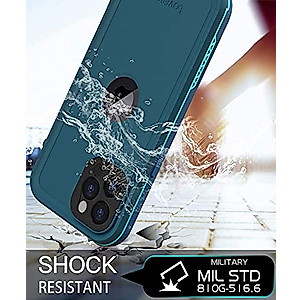 LOVE BEIDI Design for iPhone 12 Pro Max case Waterproof 6.7'', Full Body Shockproof Phone Case for iPhone 12 Pro Max Case with Screen Protector, Dust Proof Cover for iPhone 12 Pro Max (Turquoise)