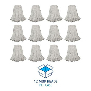 Boardwalk Premium Cut-End Wet Mop Heads, Rayon, 16oz, White, 12/Carton