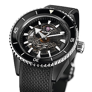 Rado Captain Cook High-Tech Ceramic Black, Rubber Bracelet R32127156