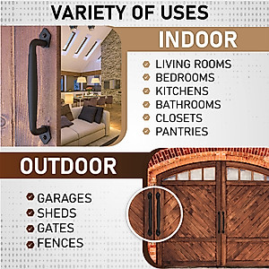 VivaLight 10 Inch Round Rustic Barn Door Handle - Black Steel Pull for Sliding Doors, Gates, Garages, Sheds, Fences, Closets, Pantries - Indoor and Outdoor Use - Easy Install