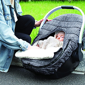 The Peanutshell Car Seat Cover, Winter Carseat Canopy, Grey Herringbone