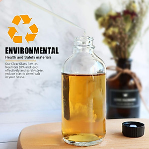 Maredash 8oz Clear Glass Bottles, 20 Pack Glass Storage Bottles with Black Lids (20 Labels, with Funnels, Droppers and Brush)