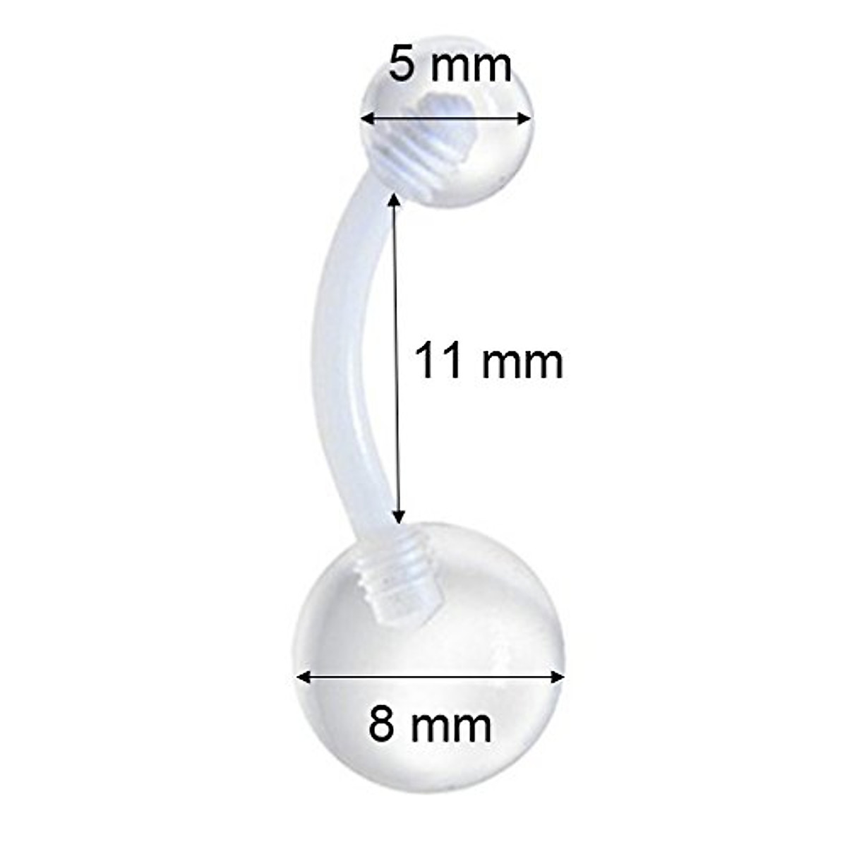 CrazyPiercing Transparent 14 Gauge Clear Acrylic Belly Button Ring Retainer (8 PCS)